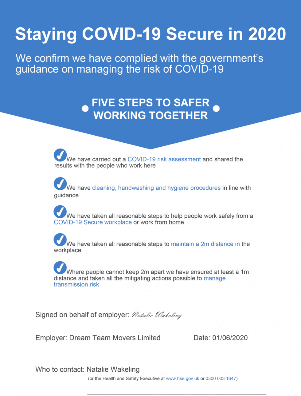 Covid-19 | Dream Team Movers